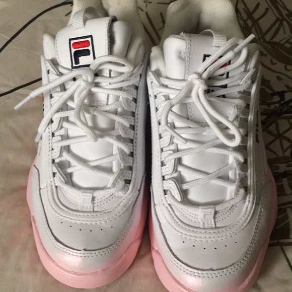 Fila | Shoes | Pink And White Chunky Fila Tennis Shoe | Poshmark